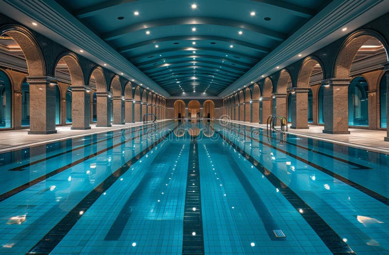Indoor Swimming Pool with Columns and Arches in Spa Hotel Stock Image ...