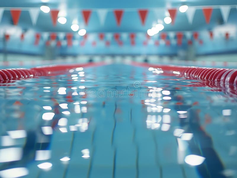 Indoor Swimming Pool with Red Lane Dividers Stock Photo - Image of ...