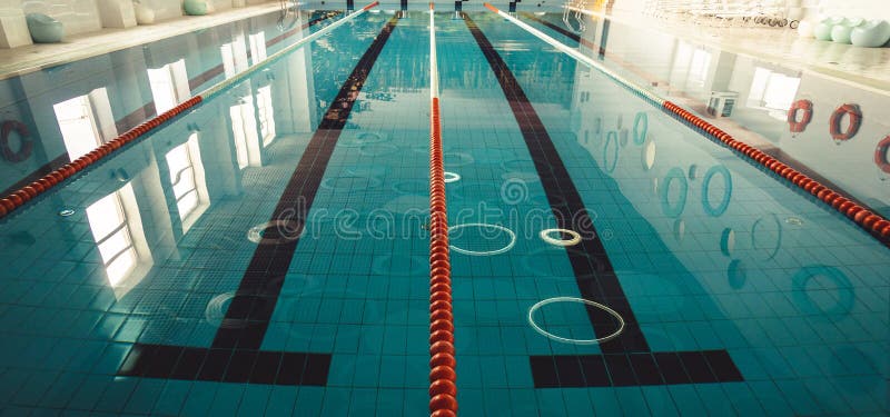 Indoor Swimming Pool with Swim Lanes. Stock Photo - Image of activity ...