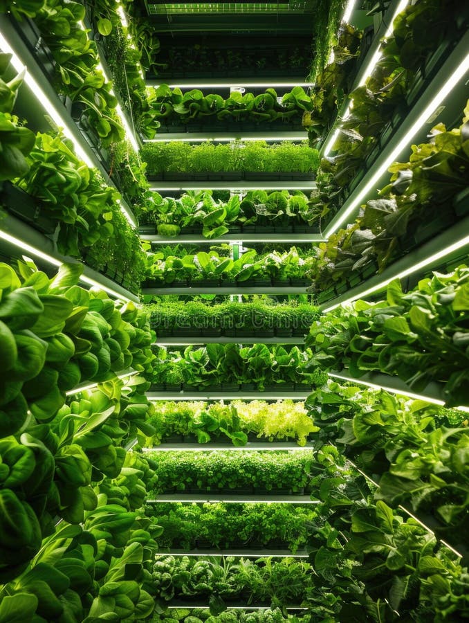 Indoor Vegetable Garden with Many Green Plants Stock Image - Image of ...