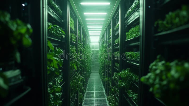 Indoor Vertical Farm Growing Green Leafy Vegetables Stock Image - Image ...