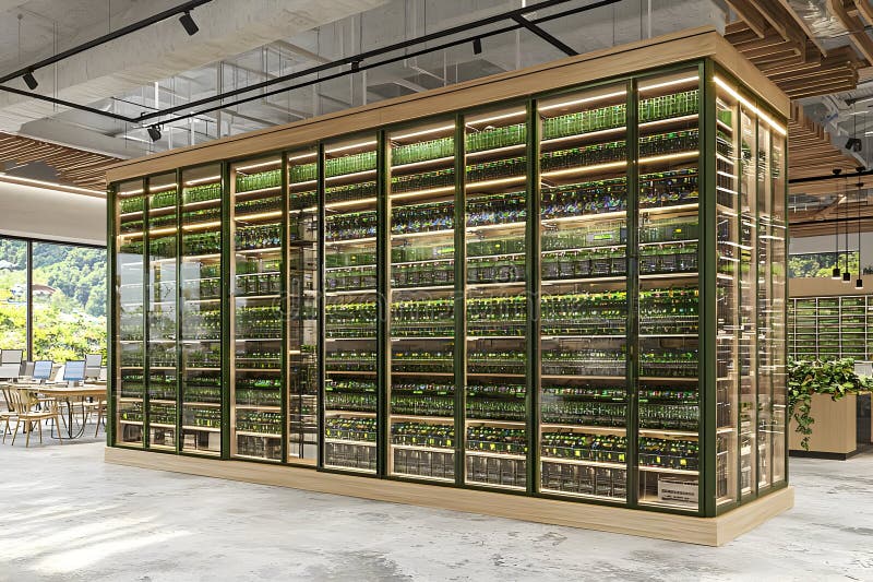 Indoor Vertical Farm in Modern Office Stock Illustration - Illustration ...