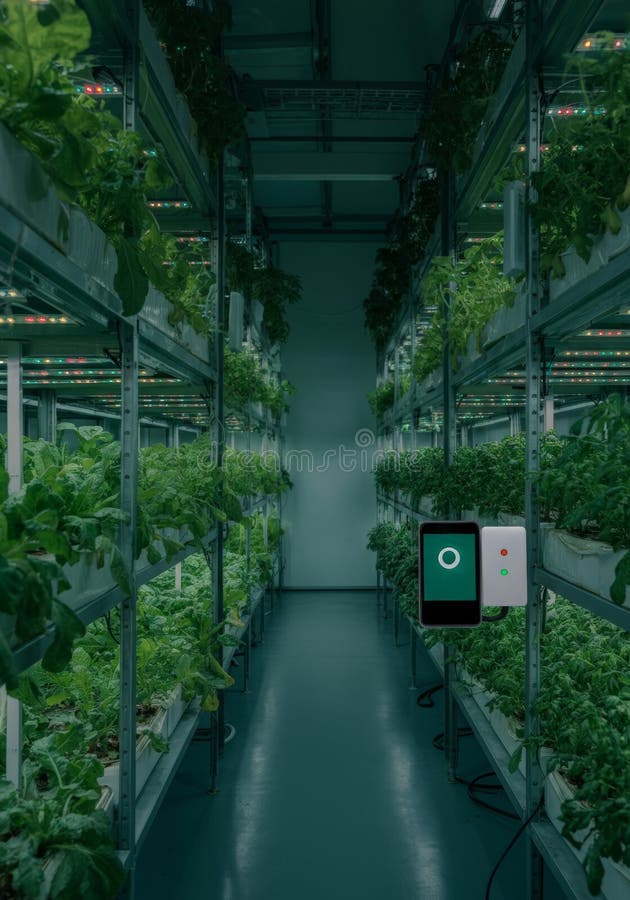 Indoor Vertical Hydroponic Farm Lush Greenery Led Lighting Stock Photos ...