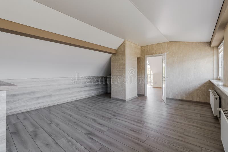 Indoor View of an Empty Attic of a New Modern House Stock Photo - Image ...