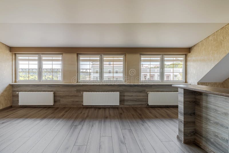 Indoor View of an Empty Attic of a New Modern House Stock Photo - Image ...