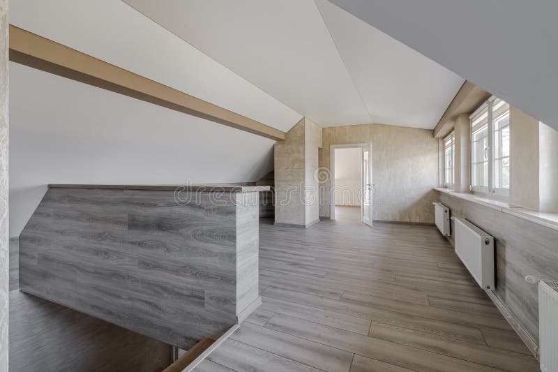 Indoor View of an Empty Attic of a New Modern House Stock Photo - Image ...