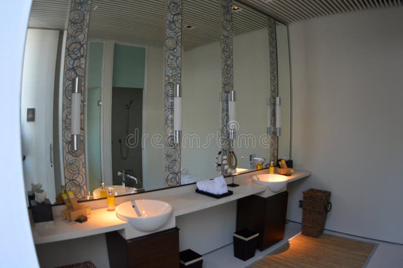 Indoor View of a Luxury Bathroom Stock Image - Image of tourist, design ...