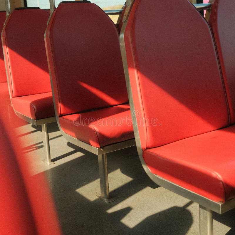 Indoor View of the Red Seats on the Bus Stock Photo - Image of tour ...