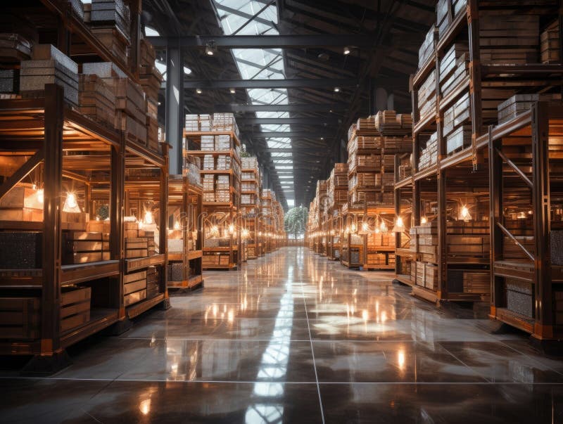An Indoor Warehouse with Parcels and Merchandise on the Rack, Light ...