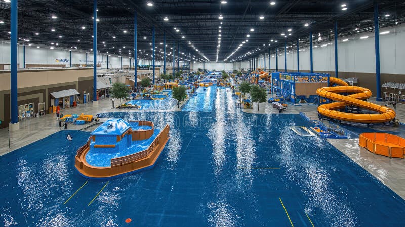 Indoor Water Park with Wide Open Spaces, Multiple Water Slides, and ...