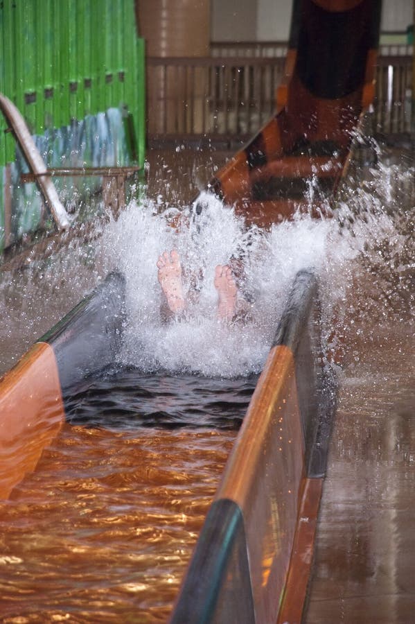 Indoor Waterpark or Water Park Slide Splash Fun Stock Image - Image of ...