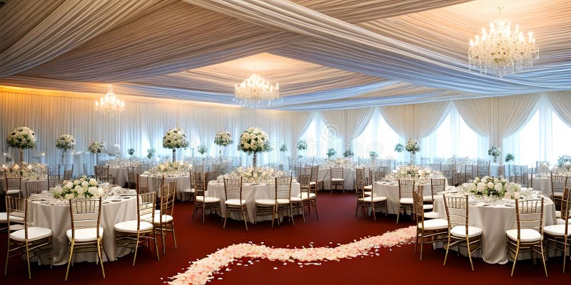 Indoor Wedding Environment Assorted Luxury Reception Decorations Stock Illustration ...