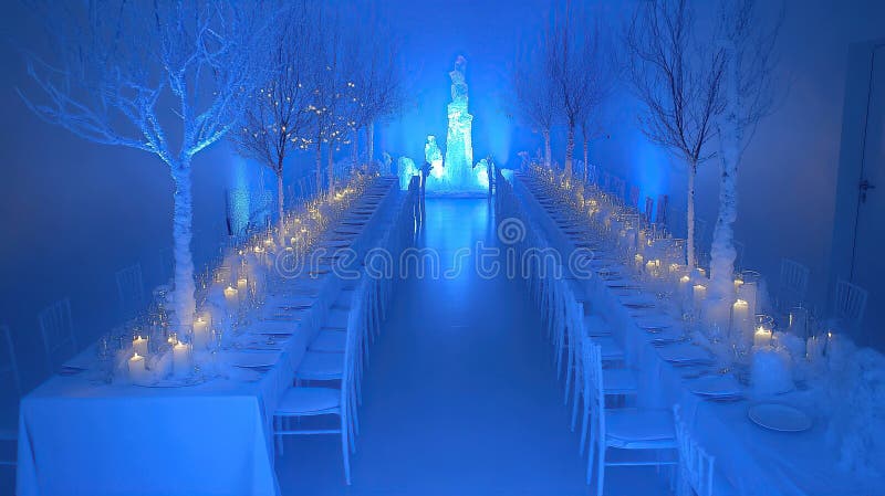 Indoor Winter Wonderland Wedding Reception Stock Image - Image of ...