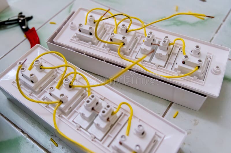 Indoor Wiring Installation for Electrical Components Stock Image ...