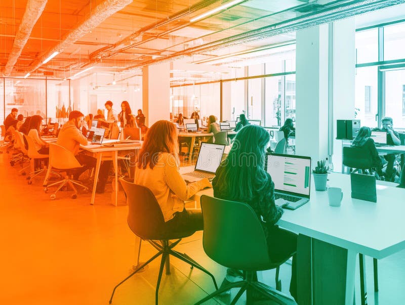 Indoor Workspace or Shared Office Environment with a Vibrant, Surreal ...