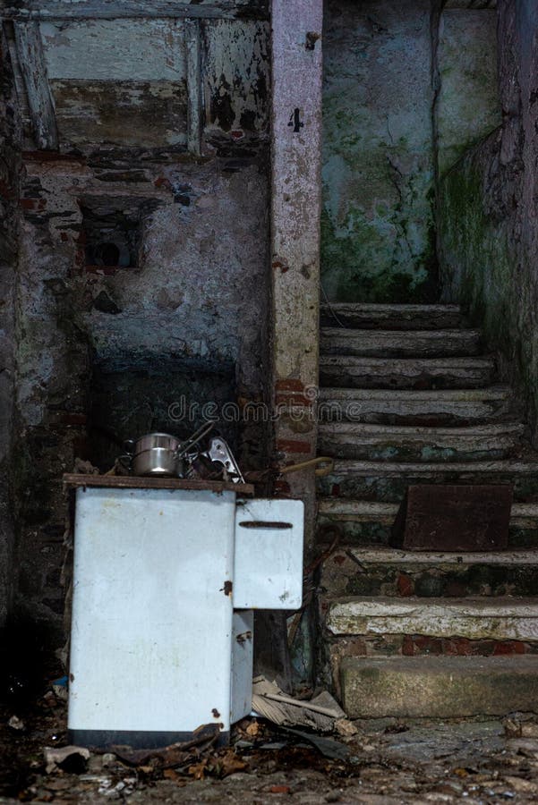 Indoors of a Abandoned Ruined Home Stock Image - Image of ruined, white ...