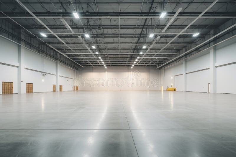 Indoors with Empty Huge Space for Industrial Purposes Stock ...