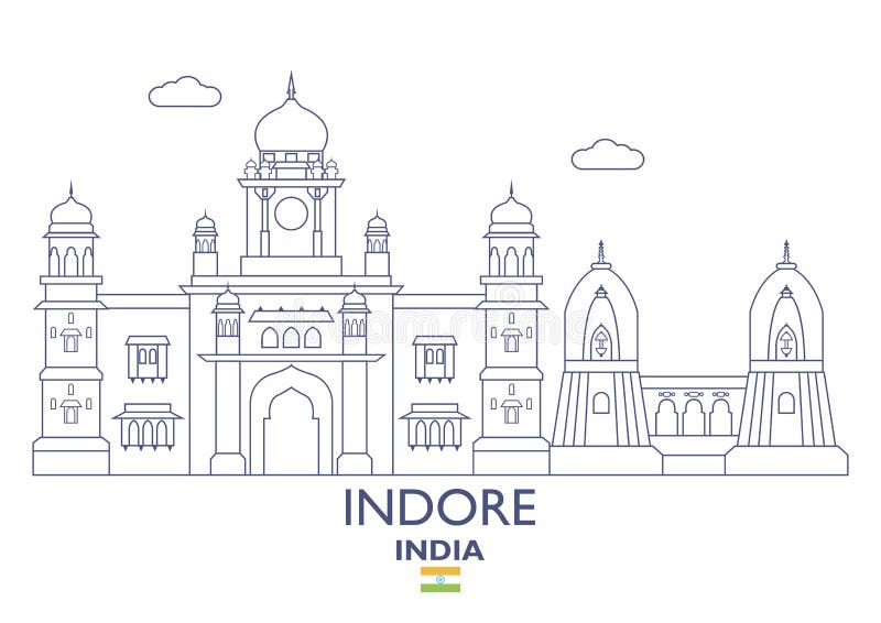 Indore City Skyline, India stock vector. Illustration of city - 98840624