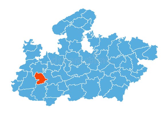 Indore District Map Highlighted on Madhya Pradesh State Map Stock ...