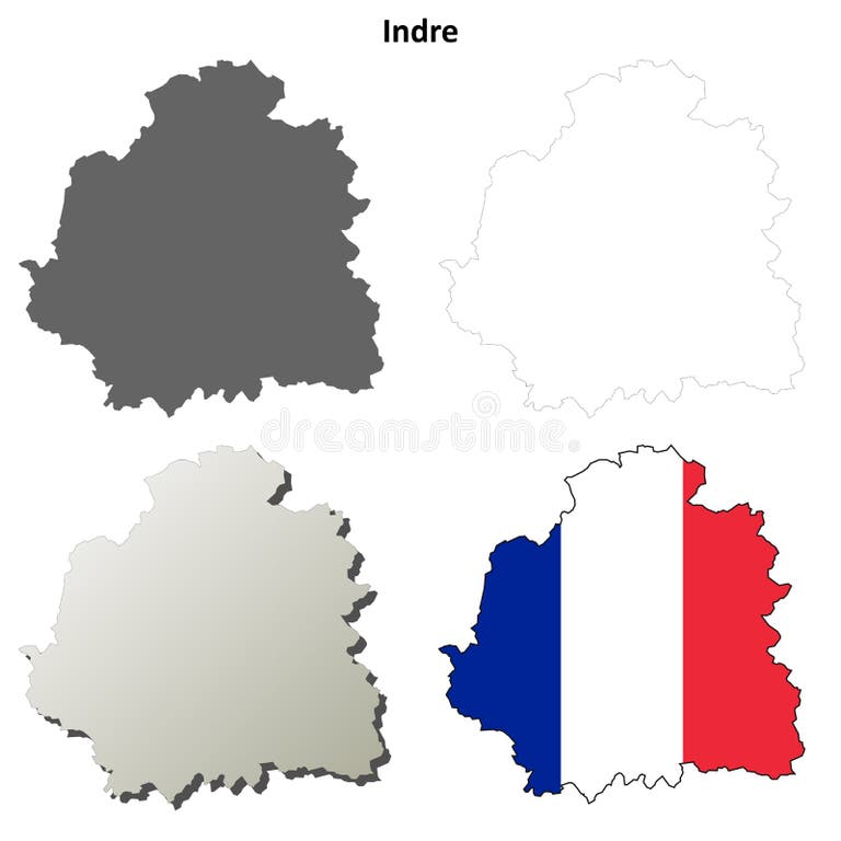 Indre, Centre Outline Map Set Stock Vector - Illustration of travel ...