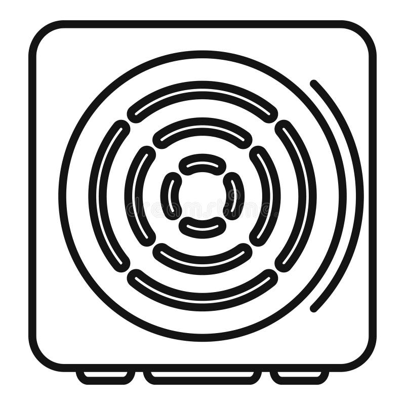 Induction Cooker Top View with Concentric Circular Pattern Icon Outline ...