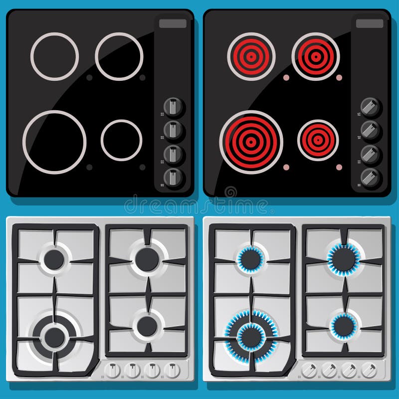 Induction Cooker Icon Set Electric Stove - Flat Vector Illustration ...