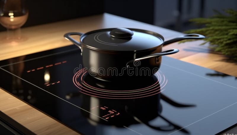 Induction Hob in Modern Kitchen Close-up Stock Illustration ...