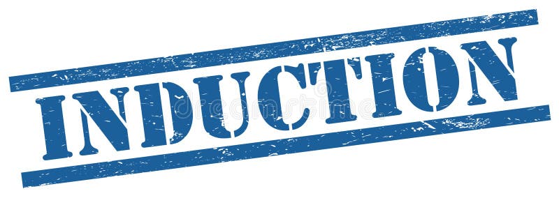 INDUCTION Text on Blue Grungy Rectangle Stamp Stock Illustration ...