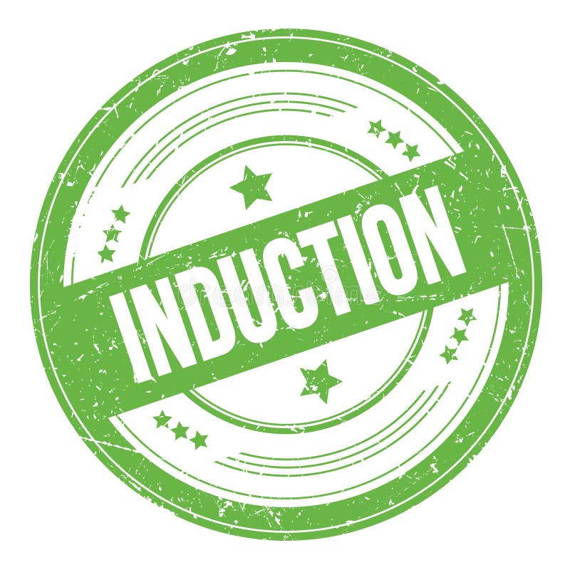 INDUCTION Text on Green Round Grungy Stamp Stock Illustration ...
