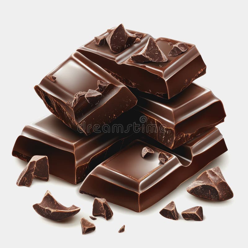 A Delicious Stack of Rich Dark Chocolate Bars with Shavings and Chunks ...