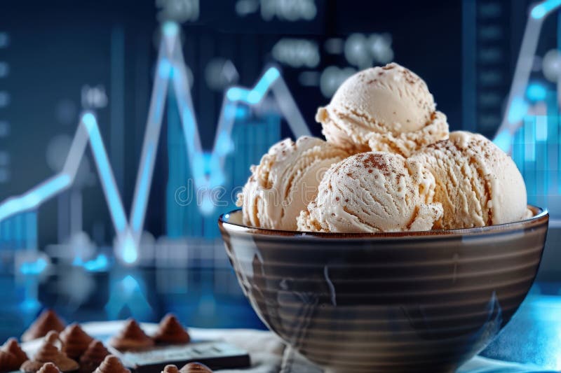 Creamy Gourmet Chocolate Ice Cream in Elegant Bowl with Attractive Data ...