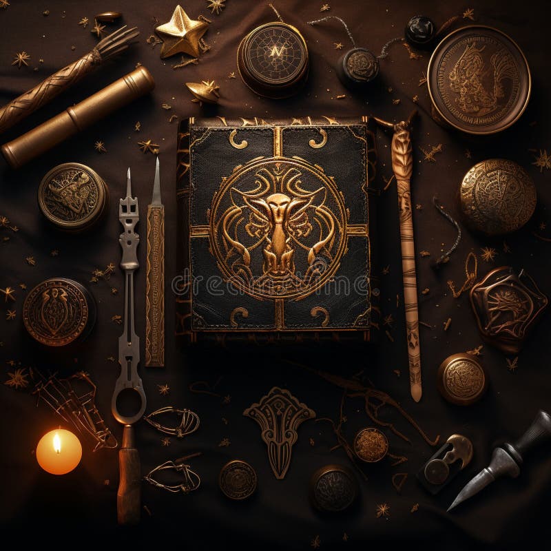 Elegant Leather Object with Mystical Elements Stock Photo - Image of ...