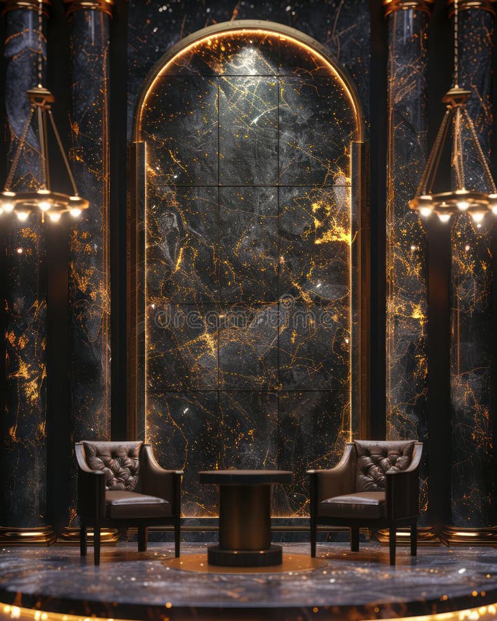 Luxurious Interior with Sophisticated Seating Arrangement and Dramatic ...