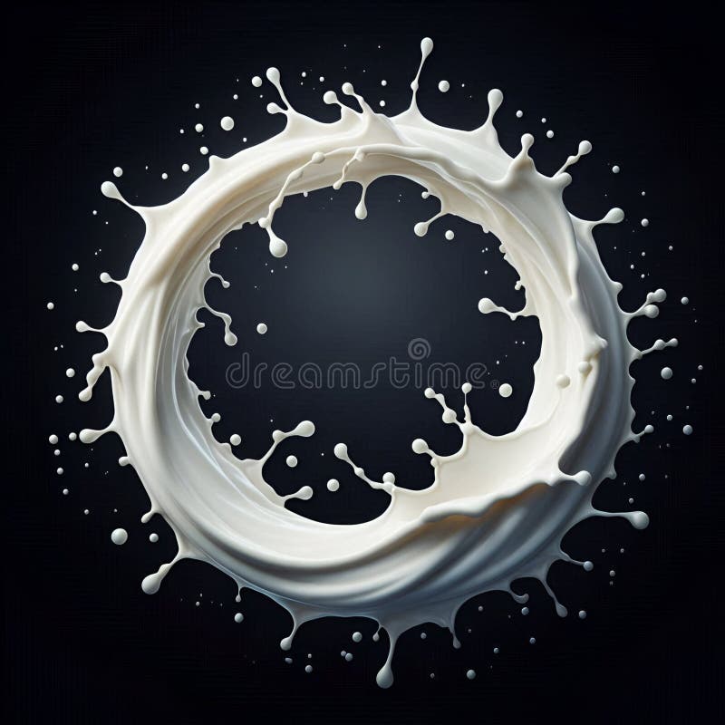 Creamy Elegance Circular Frame Designed with Milk, Generative AI. Stock ...