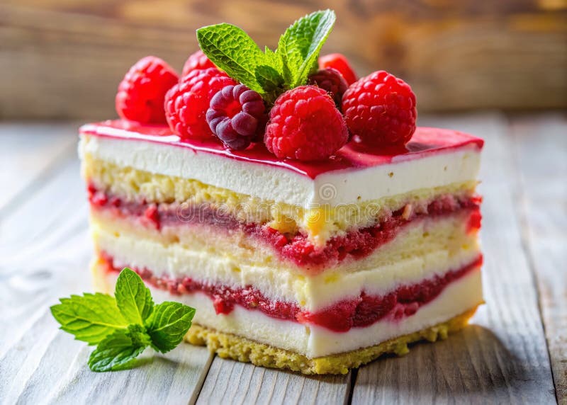 Indulge in a Decadent Raspberry Cream Cake Slice Layers of Flavor and ...