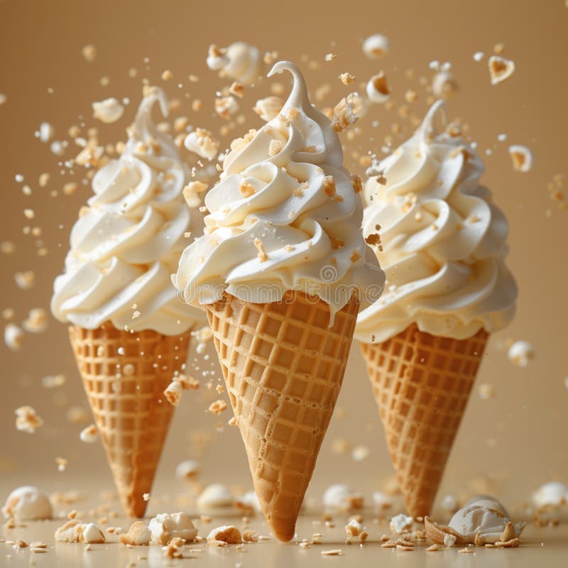Indulge in Delicious Vanilla Ice Cream Cones, Complete with an Array of ...