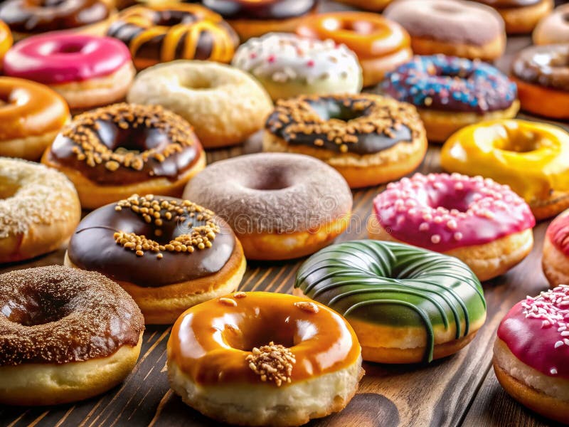 Indulge in a Panoramic Array of Freshly Glazed Donuts a Visual Feast of ...