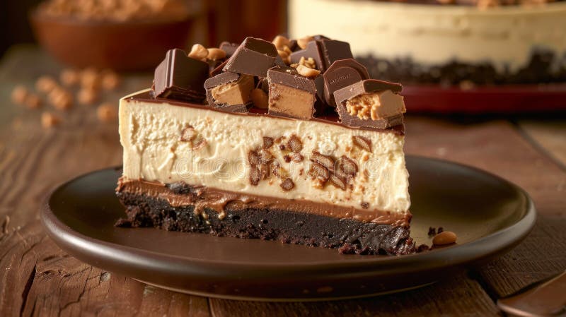 Decadent Triple Chocolate Layer Cake on Wooden Table Stock Illustration ...