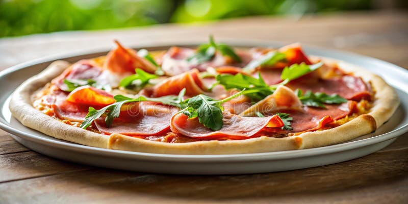 Exquisite Prosciutto Pizza a Minimalist Masterpiece on a White Plate ...