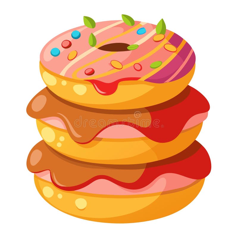 Indulge in a Stack of Glazed Doughnuts Decorated with Colorful Candies ...