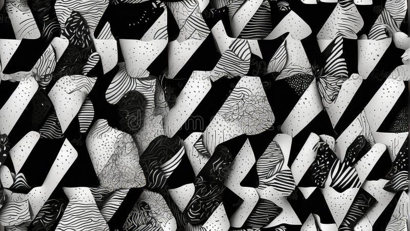 Seamless Black and White Geometric Patterns Stock Illustration ...