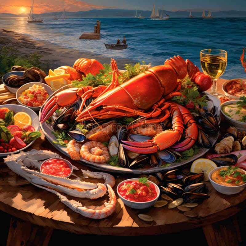 Seaside Delicacies: Fresh Seafood Straight from the Ocean Stock Image ...