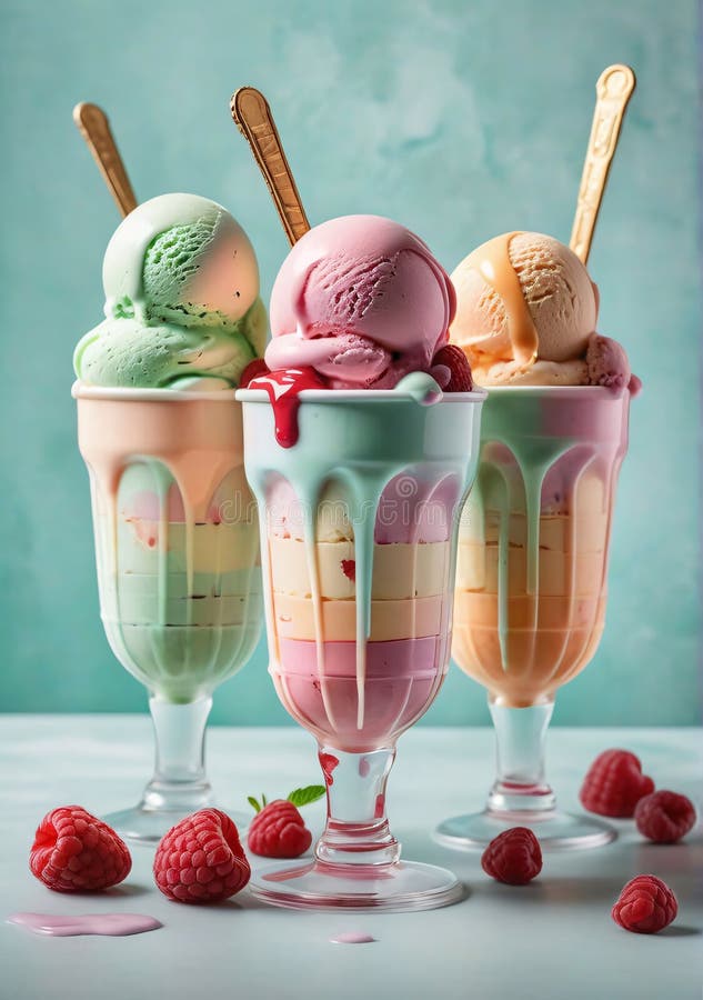 Delightful Pink Raspberry Ice Cream in Elegant Silver Bowl_Tempting ...