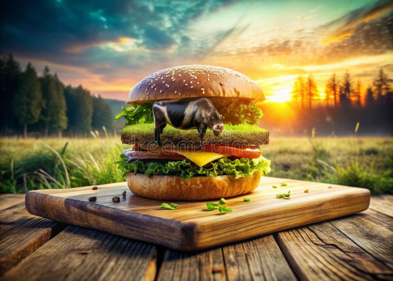 A Mouthwatering Doubleexposure Black Beef Burger Bursting with Flavor ...