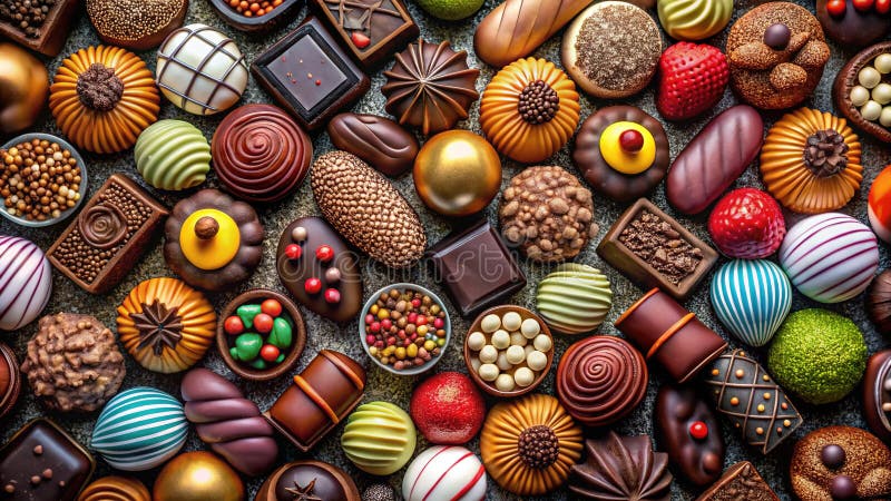 Vibrant Assortment of Colorful Chocolate Candies a Sweet TopView ...