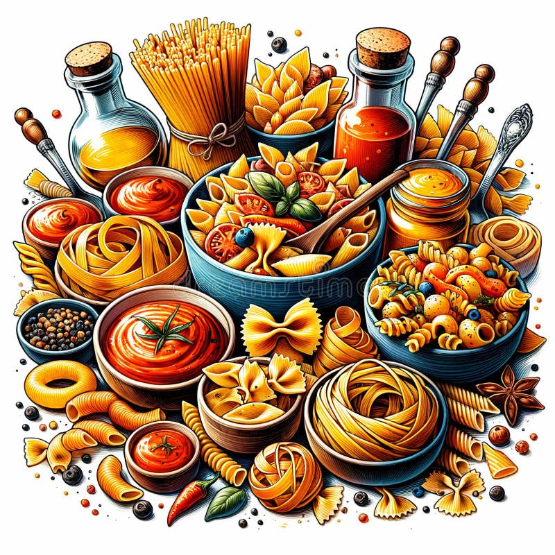 Pasta Paradise stock image. Illustration of menu, senses - 307191665