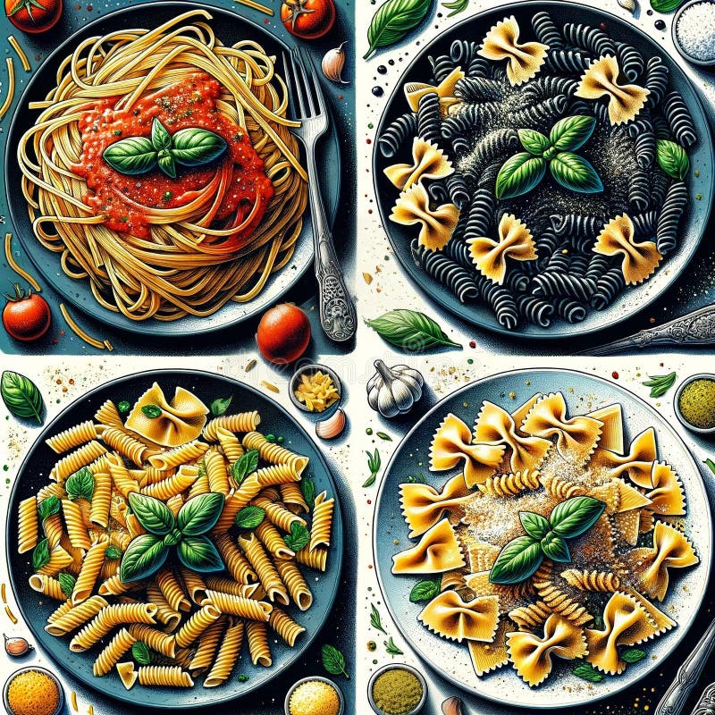 Pasta Paradise stock illustration. Illustration of social - 307191842