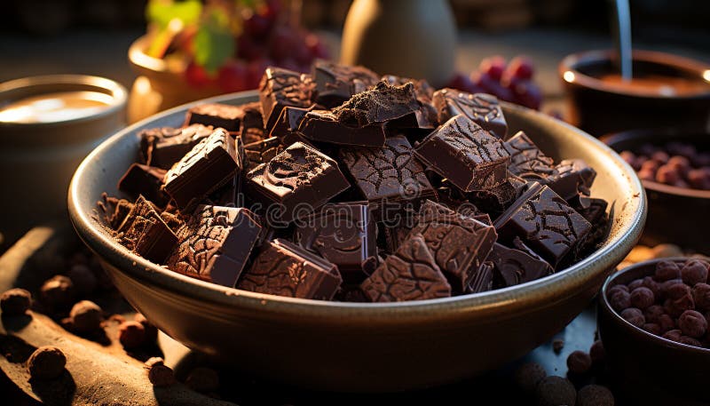 Indulgence on Table Gourmet Dark Chocolate, Fresh Candy, Sweet Snack ...