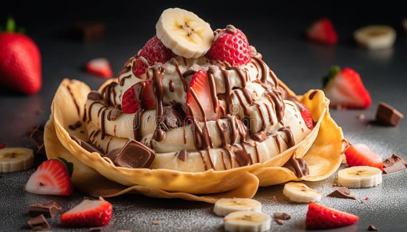 Indulgent Berry Dessert Stack with Chocolate Sauce Generated by AI ...