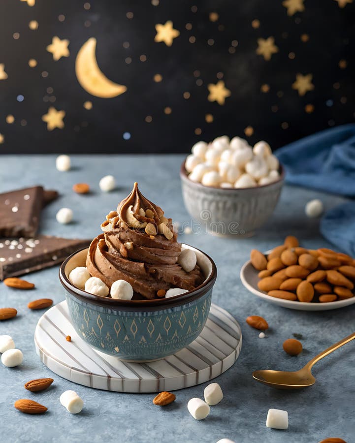 Indulgent Dessert Setting with Chocolate Marshmallow Delight for National Stock Image - Image of ...